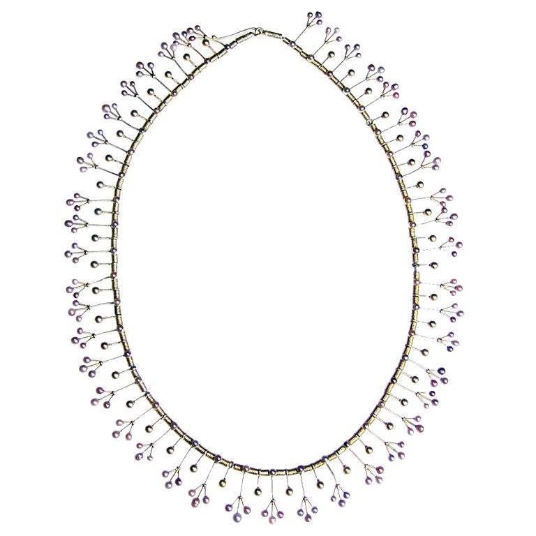 Natural Pearl Fringe Necklace For Sale at 1stDibs