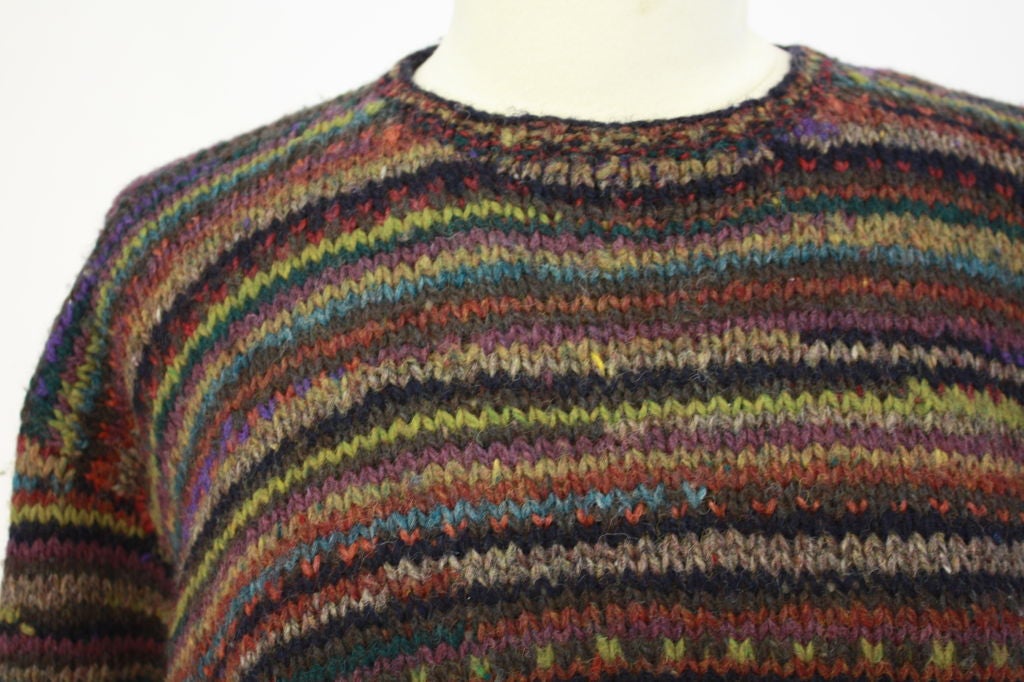 Perry Ellis "Hand knitted" Iconic Color Strip Sweater at 1stDibs
