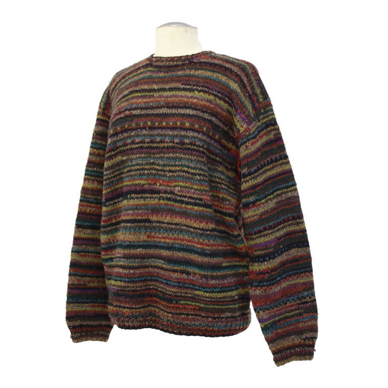 Perry Ellis "Hand knitted" Iconic Color Strip Sweater at 1stDibs