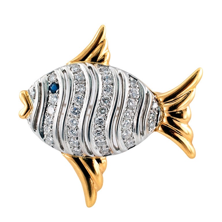 Diamond Angel Fish Brooch at 1stDibs