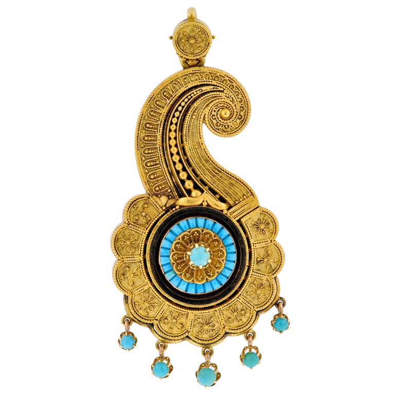 Large Scale Victorian Turquoise Locket at 1stDibs