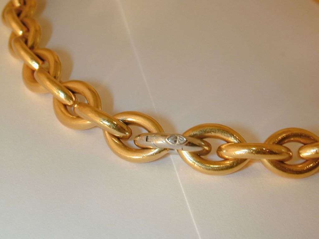 22KT Yellow Gold and Platinum Necklace Signed Isabelle Fa at 1stDibs ...