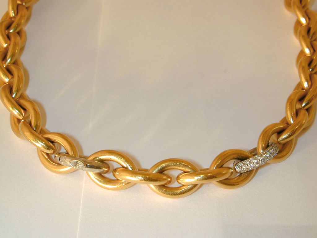 22KT Yellow Gold and Platinum Necklace Signed Isabelle Fa at 1stDibs ...