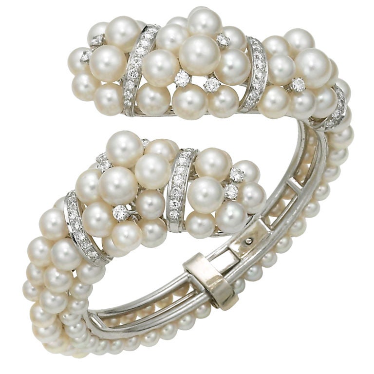 Pearl and Diamond Cuff at 1stDibs
