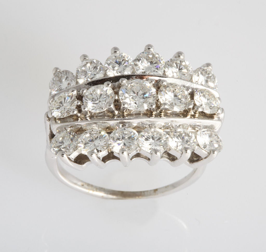 Triple Row Diamond Ring at 1stDibs