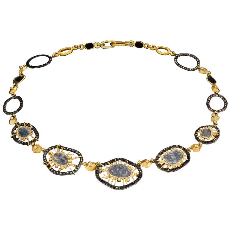 Diamond Slice Gold Necklace by Judith Kaufman, For Sale at 1stDibs