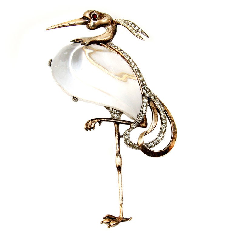 Trifari Jelly Belly Stork Pin For Sale at 1stDibs | belly pin