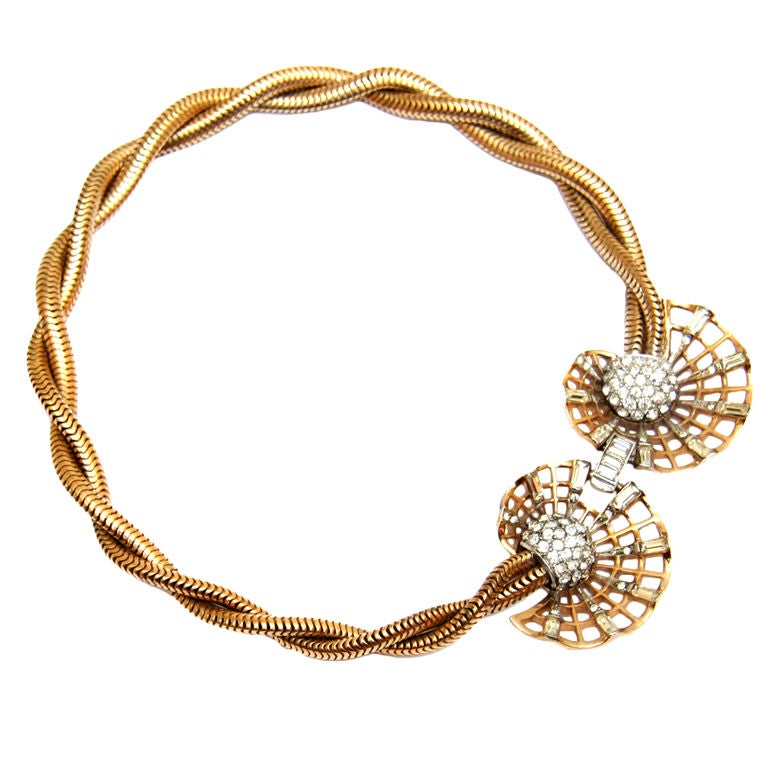 Boucher Gold and Diamante Necklace at 1stDibs