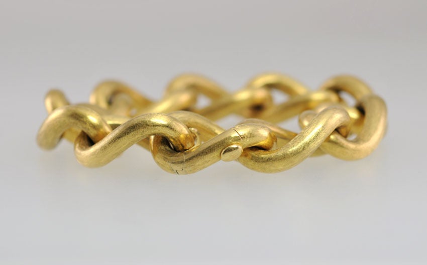 18K Florentine Finish Link Bracelet at 1stDibs