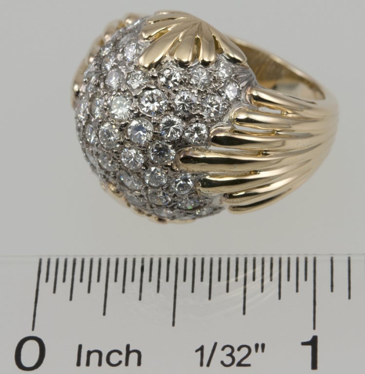 Dome Ring with Pave Diamonds For Sale at 1stDibs