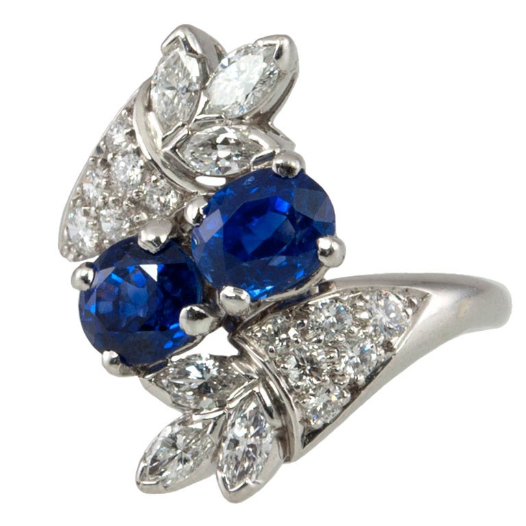 Double Sapphire Crossover Ring at 1stDibs