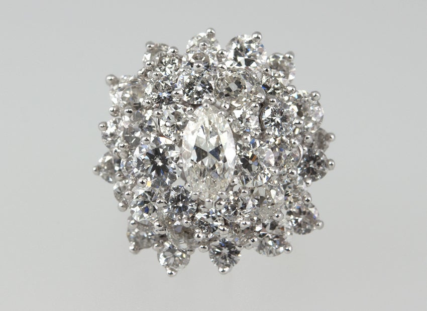4 Carat Diamond Cluster Ring at 1stDibs