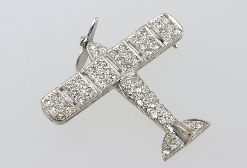 Diamond Airplane Pin at 1stDibs | aeroplane brooch, airplane brooch