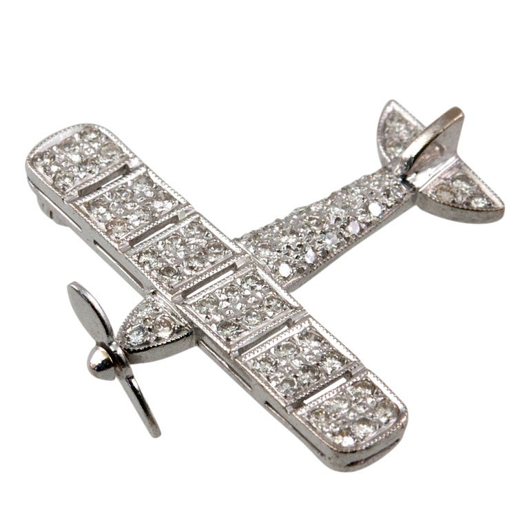 Diamond Airplane Pin at 1stDibs | aeroplane brooch, airplane brooch