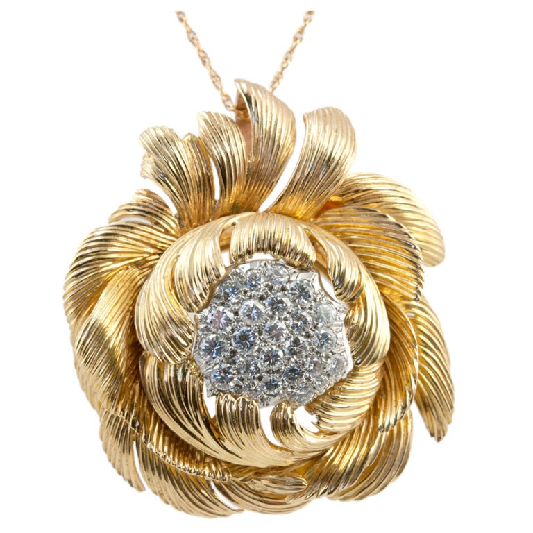 VAN CLEEF and ARPELS Peony Pendant at 1stDibs