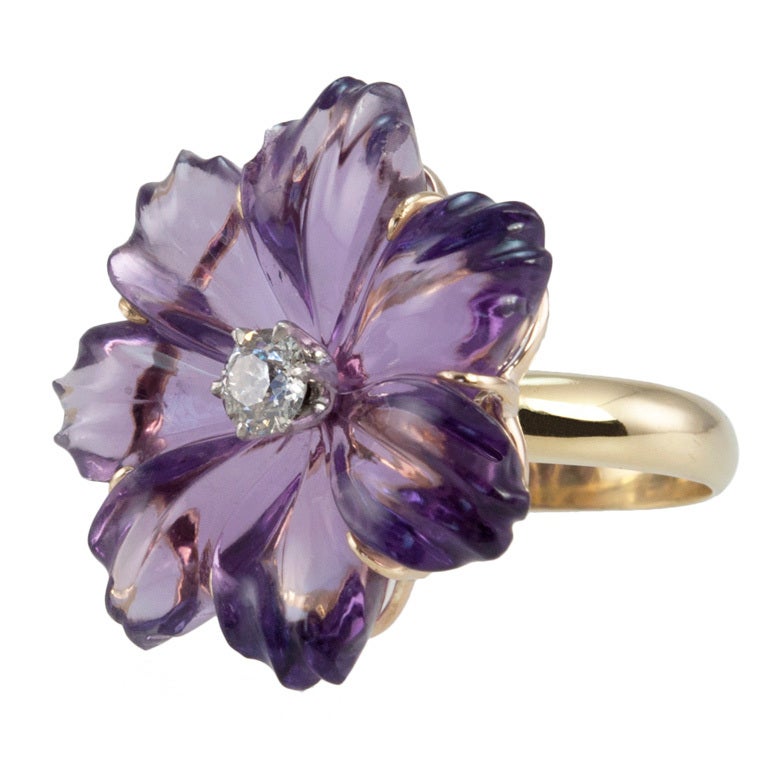 Amethyst Flower Ring at 1stDibs