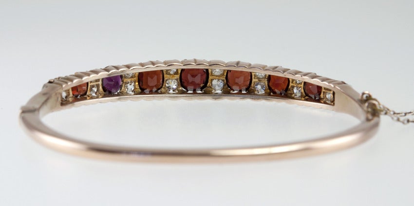 Victorian Garnet Diamond Bangle at 1stDibs
