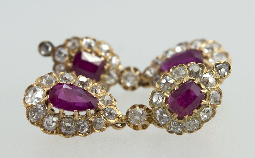 Victorian Natural Ruby and Diamond Earrings at 1stDibs