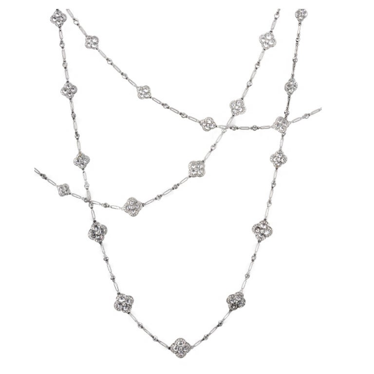 Long diamond chain necklace at 1stDibs