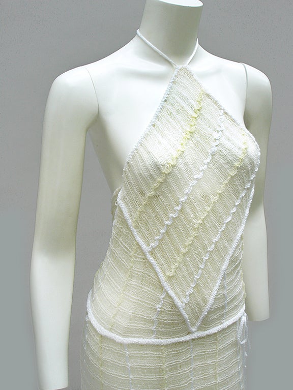 70S MARY FARRIN KNIT HALTER DRESS at 1stDibs