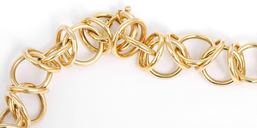 Stunning Tiffany Yellow Gold Round Rolo Type Gold Chain Necklace at ...