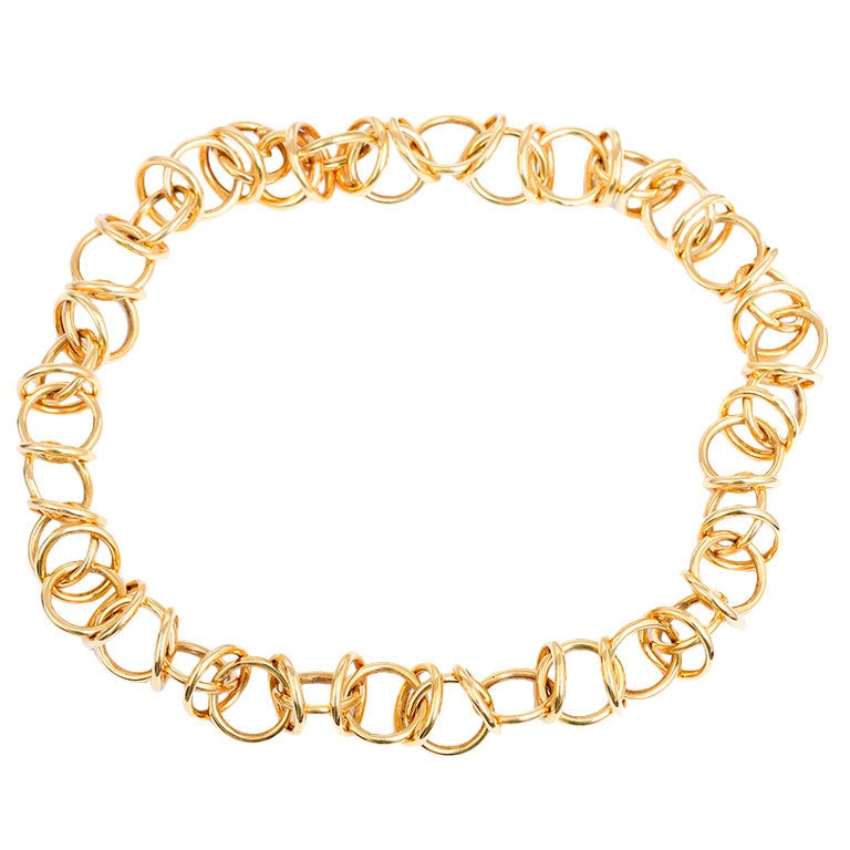 Stunning Tiffany Yellow Gold Round Rolo Type Gold Chain Necklace at ...