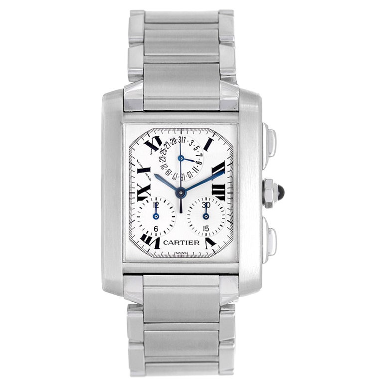 CARTIER Stainless Steel Tank Francaise Chronograph Wristwatch at 1stDibs