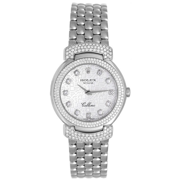 ROLEX Lady's White Gold and Diamond Cellini Cellissima Wristwatch at ...