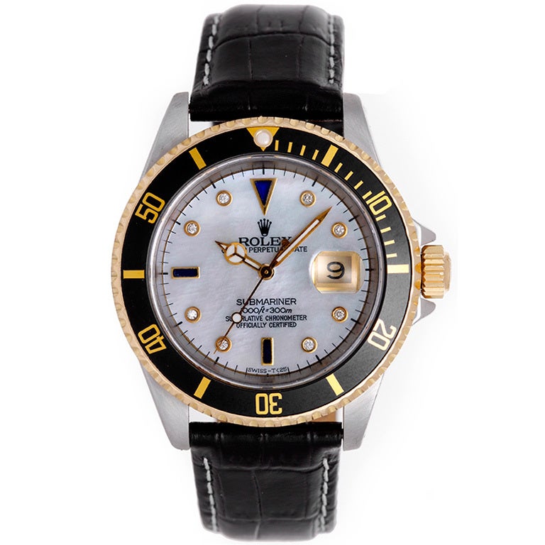 ROLEX Stainless Steel and Yellow Gold Submariner Wristwatch with Custom ...