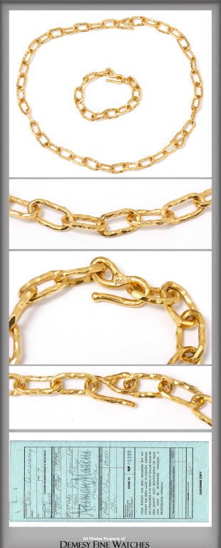 Jean Mahie 22k Large Cadene Chain Link Necklace and Bracelet at 1stDibs