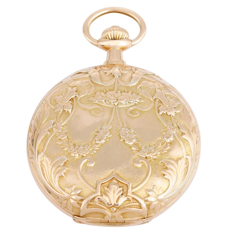 Patek Philippe Yellow Gold Repousse Hunter Case Pocket Watch at 1stDibs