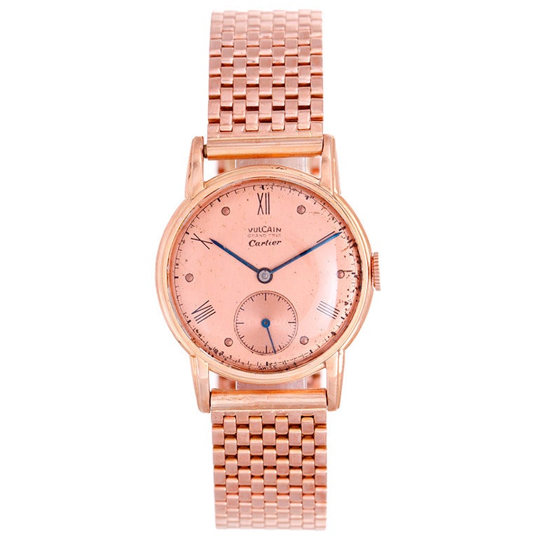 Vulcain Rare Rose Gold Grand Prix Wristwatch Retailed by Cartier at ...