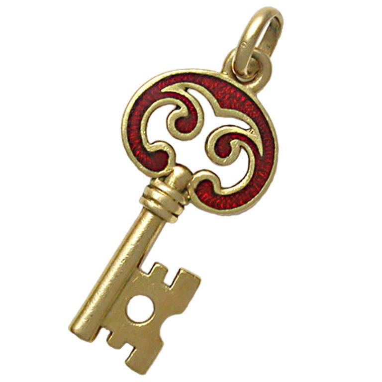 CARTIER Gold and Enamel "Key" Charm at 1stDibs