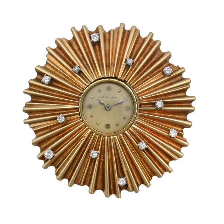 Verdura Gold Watch Brooch, 1941 at 1stDibs