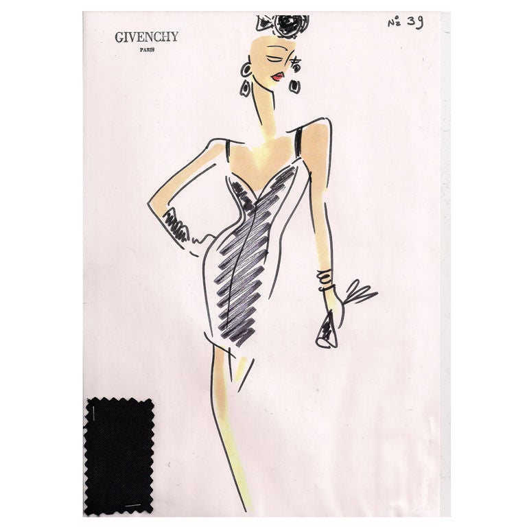 Givenchy Croquis of a Cocktail Dress at 1stDibs