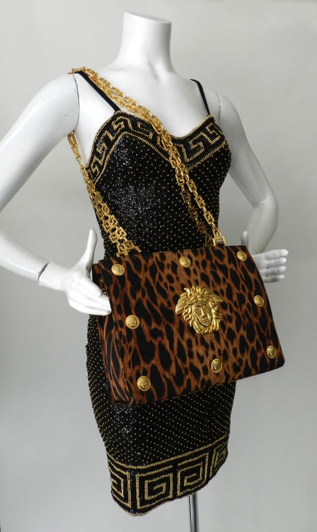 Gianni Versace Couture Iconic Leopard Medusa Purse at 1stDibs
