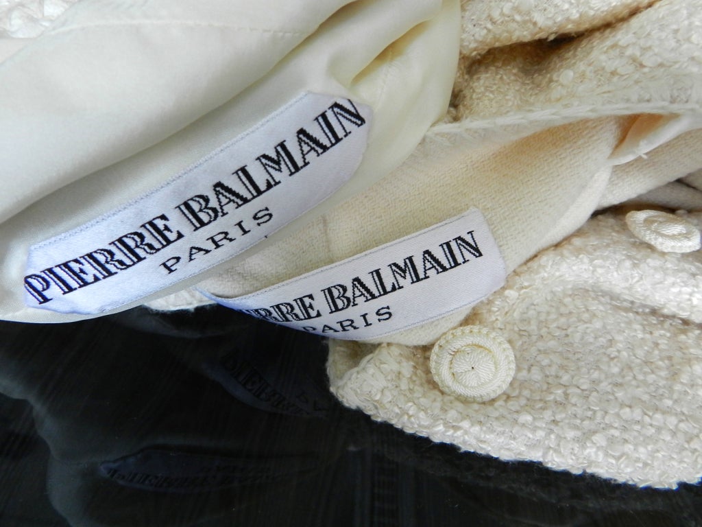 Pierre Balmain Haute Couture Ivory Boucle Dress and Jacket Suit at 1stDibs