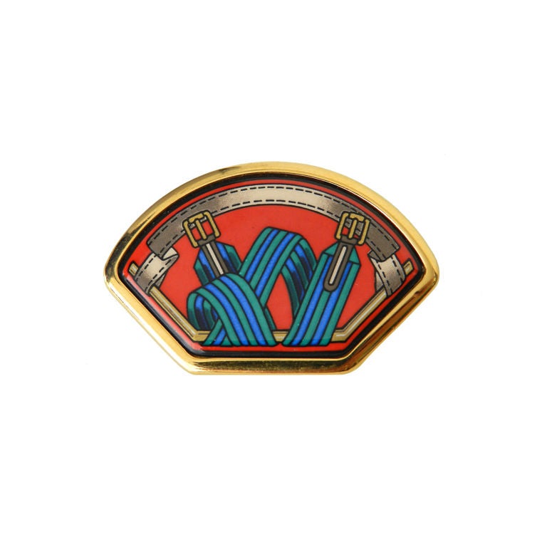 Hermes Enamelled Pin at 1stDibs