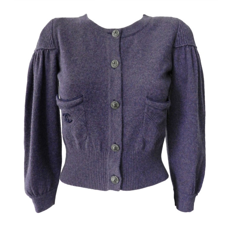 Chanel 09P Purple Cashmere Short Sweater at 1stDibs