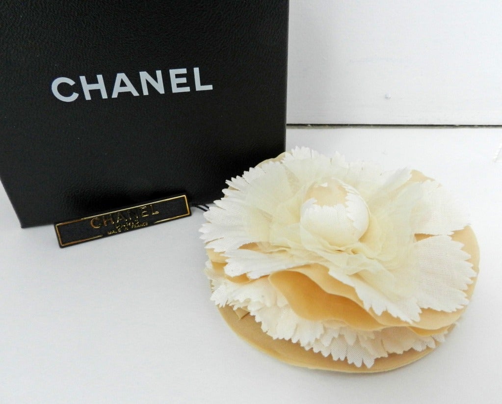Chanel 12A Cream Camelia Flower Brooch at 1stDibs