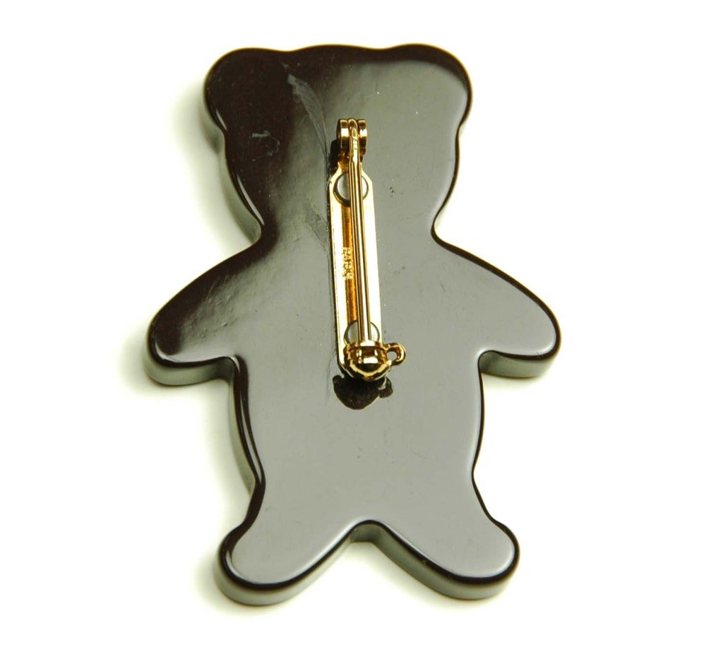 LOUIS VUITTON Limited Edition Brown Monogram Resin Teddy Bear Pin at ...