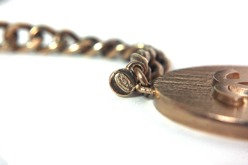 CHANEL Silvertone Chain Link Belt/Necklace With Two Charms at 1stDibs