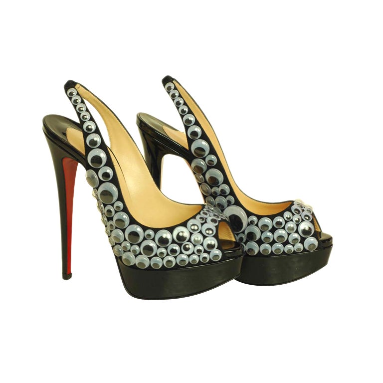 CHRISTIAN LOUBOUTIN Black Patent Leather Platform "Eye" Shoes at 1stDibs