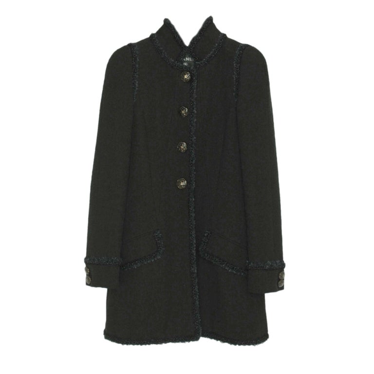 CHANEL Black Tweed Jacket with Braided Trim at 1stDibs | chanel braid trim