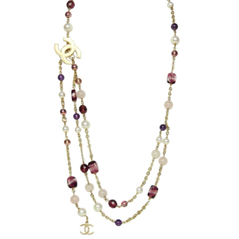 CHANEL Amethyst And Faux Pearl Beaded Chain Belt at 1stDibs | burberry ...