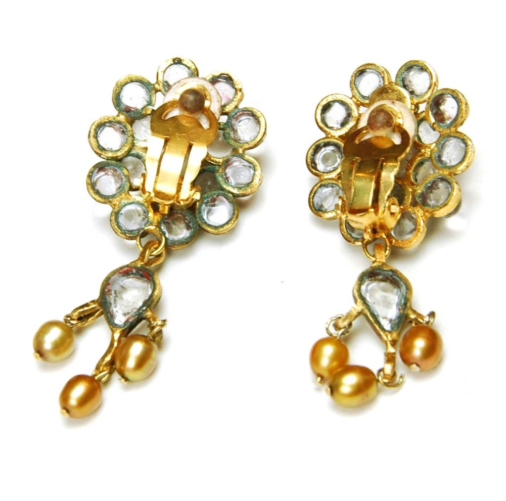 CHANEL Gripoix Clip-On Earrings with Dangling Detail at 1stDibs
