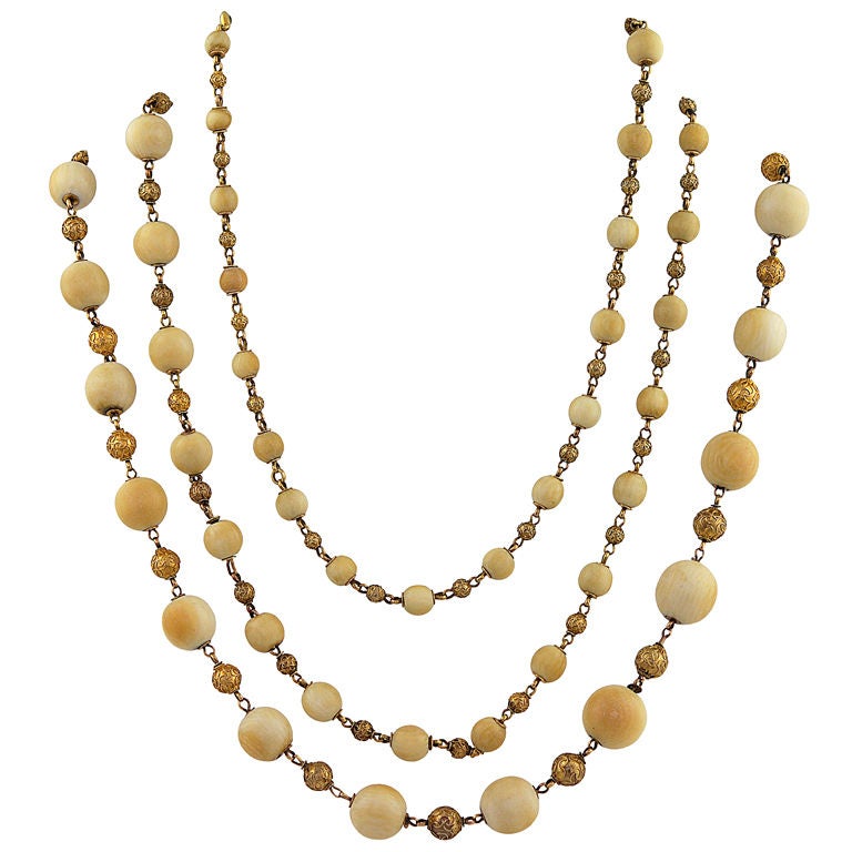 Ivory and Gold Bead Chain at 1stDibs