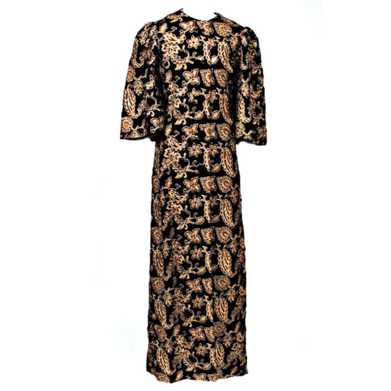 EMBROIDERED VELVET FULL-LENGTH EVENING COAT at 1stDibs