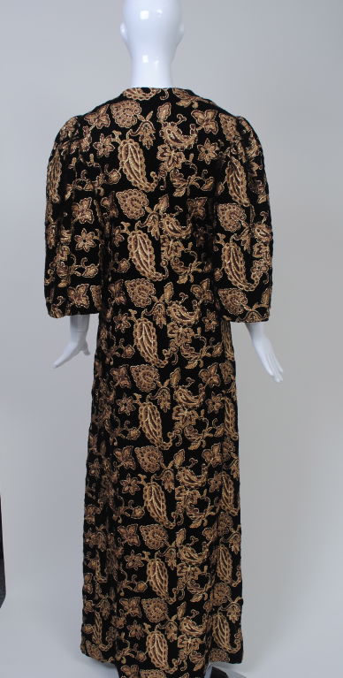 EMBROIDERED VELVET FULL-LENGTH EVENING COAT at 1stDibs