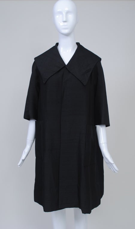 Black Raw Silk Opera Coat For Sale at 1stDibs